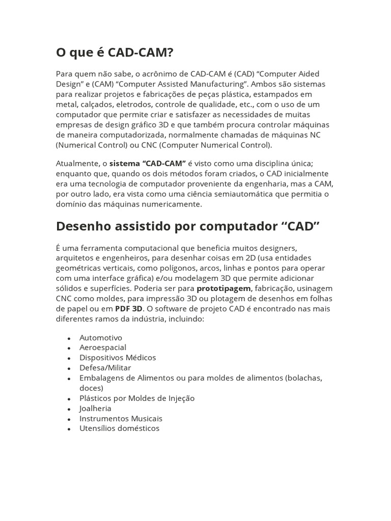 O Que É CAD-CAM | PDF | Máquinas | Engenharia