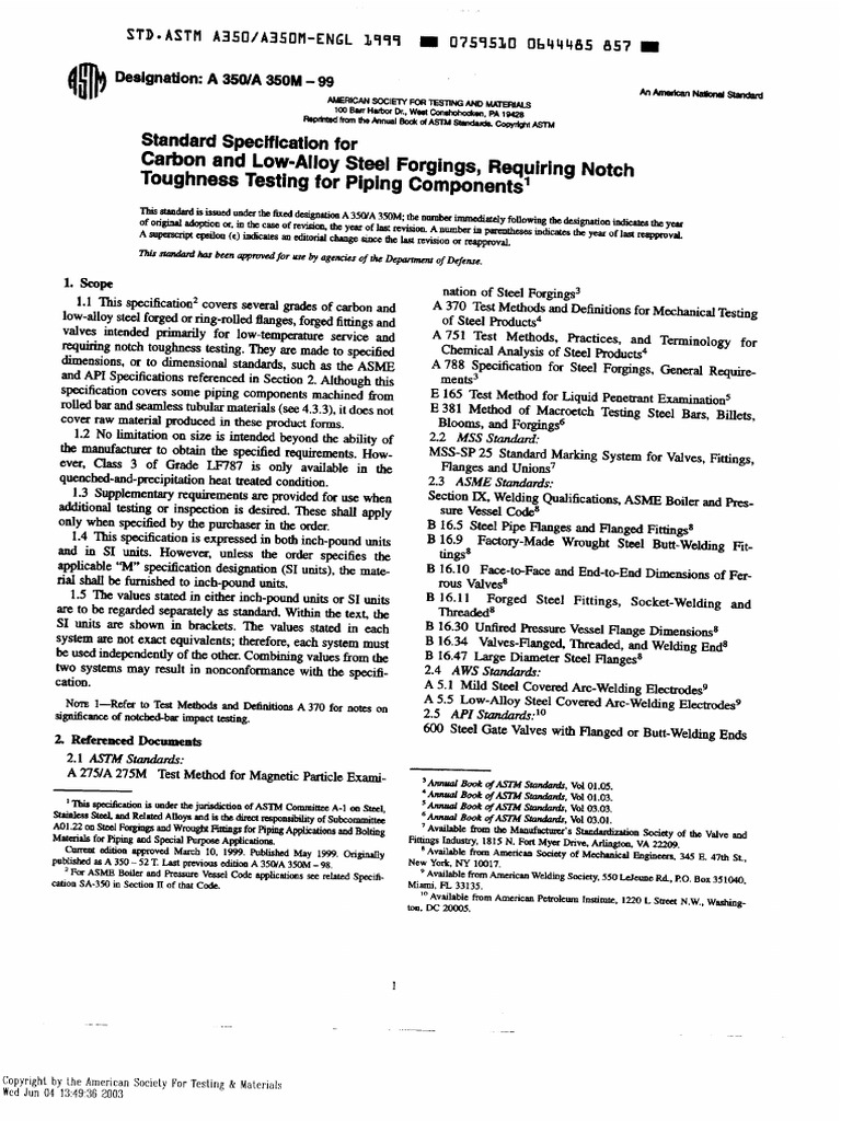Astm A350 99 | PDF