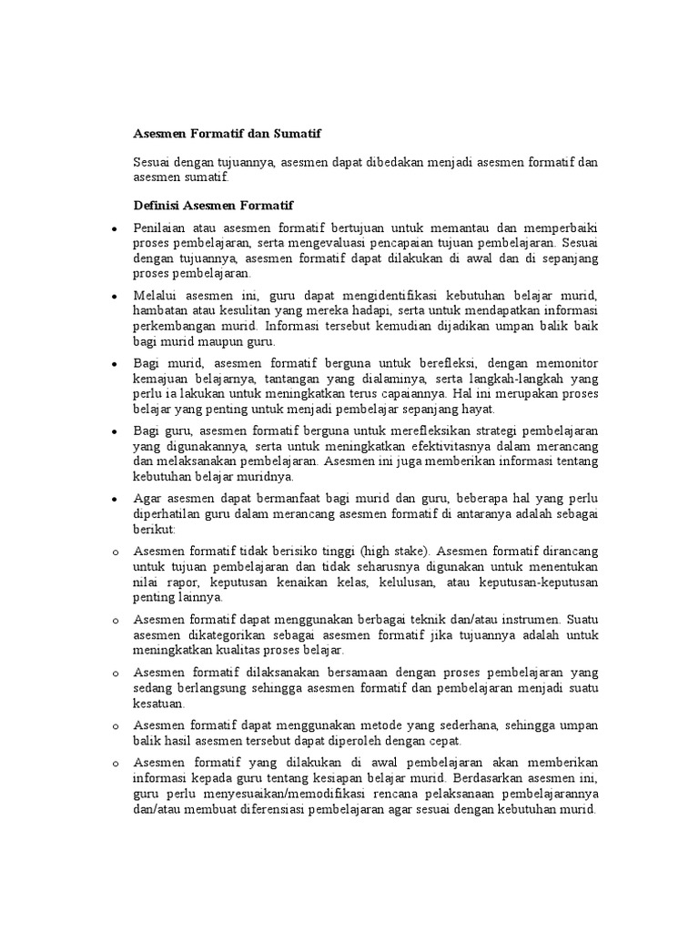 Asesmen Formatif Dan Sumatif | PDF