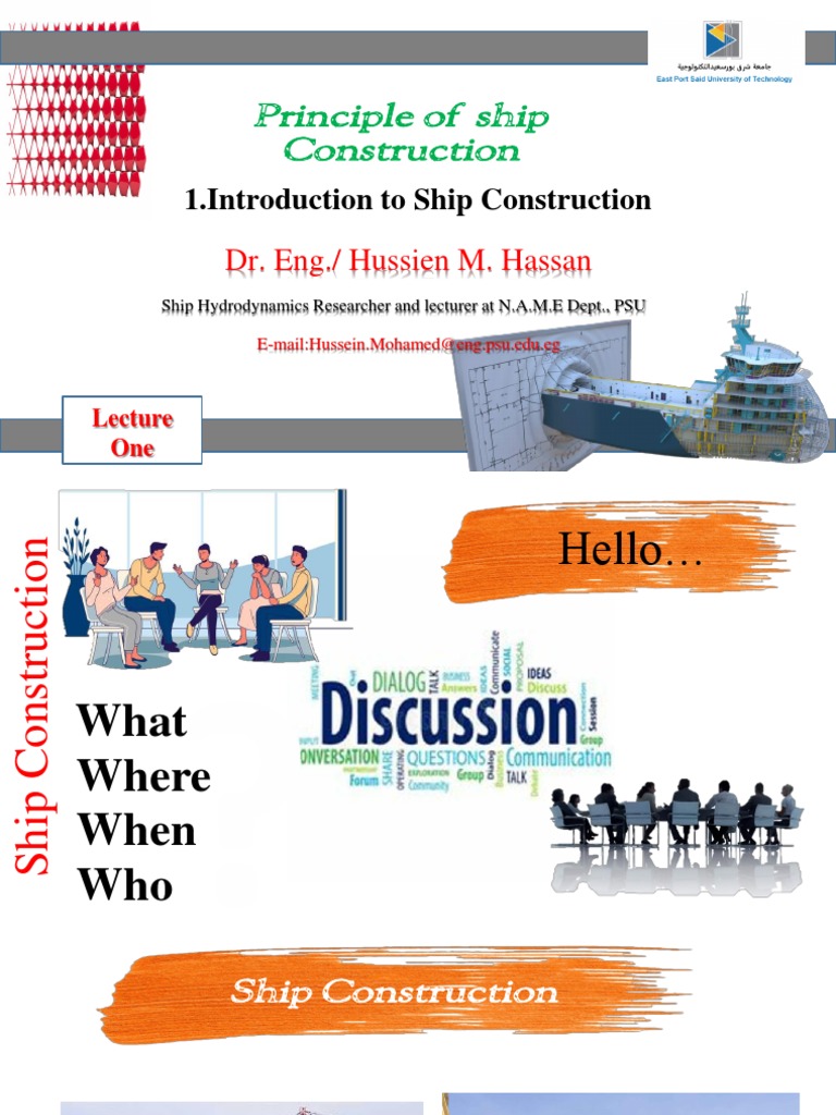 Principl of Ship Construction - Lecture 1 - DR - Eng. Hussien M. Hassan ...
