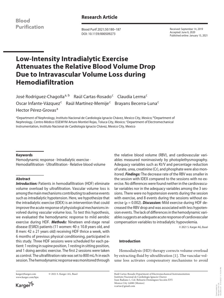 Low-Intensity Intradialytic Exercise Attenuates The Relative Blood ...