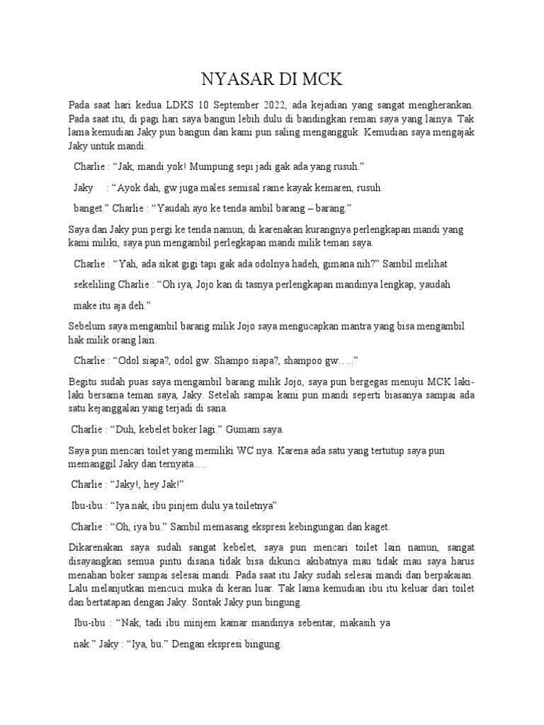 Kejadian Aneh di MCK LDKS | PDF