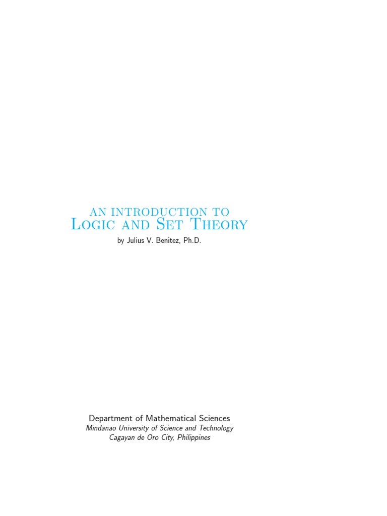 Introduction To Set Theory by J.V.Benitez | PDF | Set (Mathematics) | If And Only If