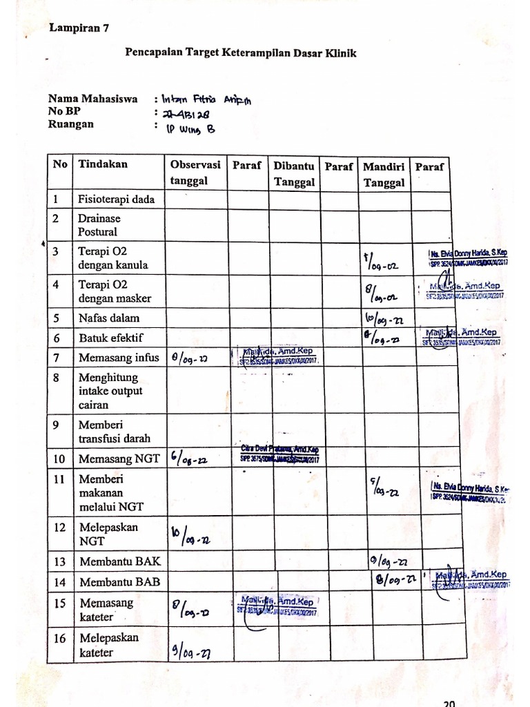 Pencapaian Target Keterampilan Dasar Kli | PDF