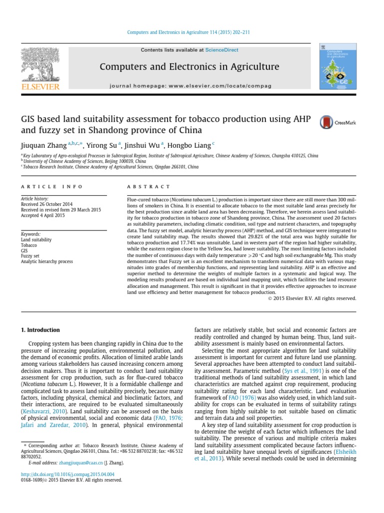 GIS Based Land Suitability Assessment For Tobacco Production Using AHP PDF | PDF | Soil ...