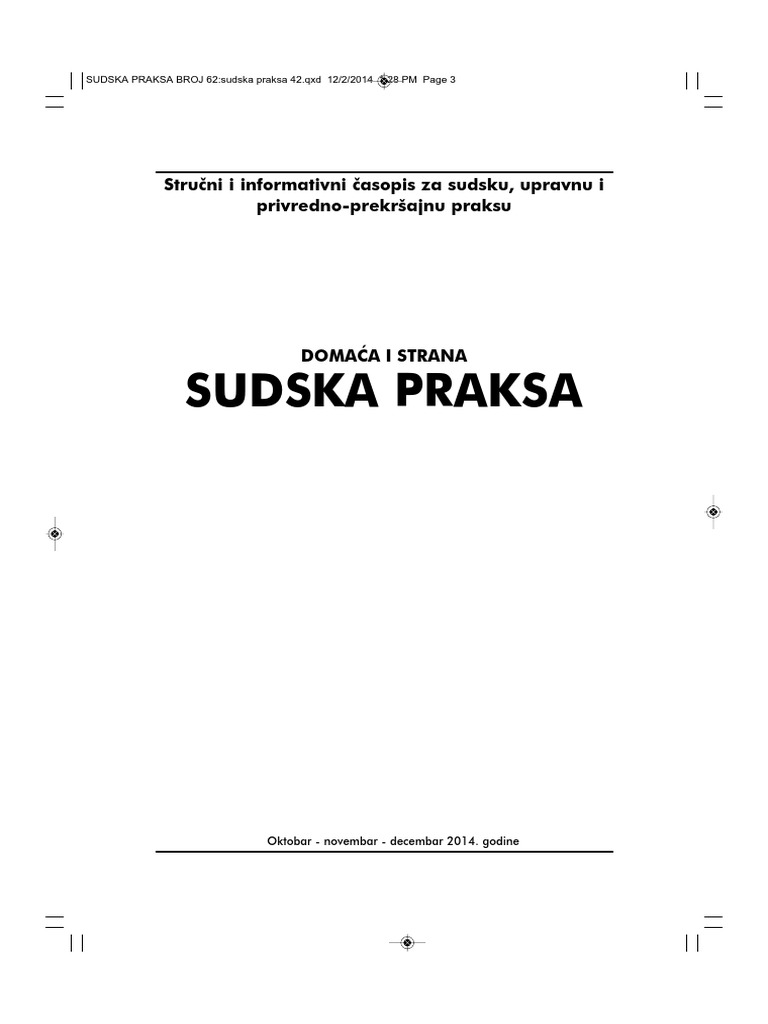 Sudska Praksa 62 | PDF