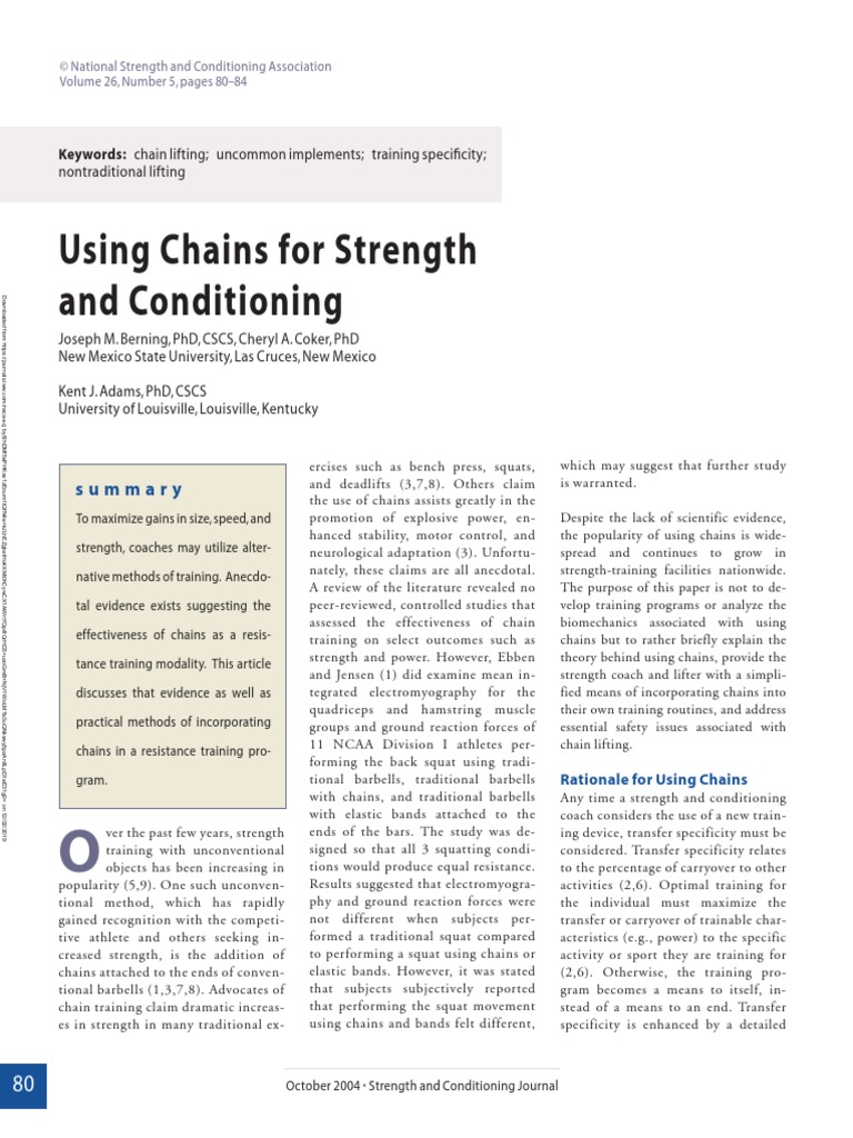 Using Chains For Strength and Conditioning.17 | PDF | Weight Training ...