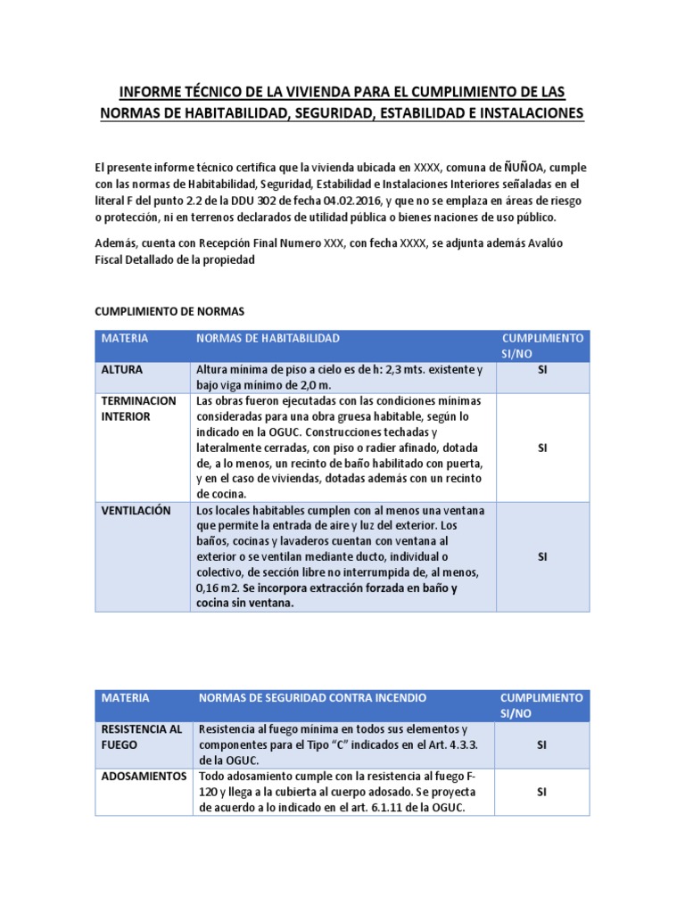 Informe Tecnico de La Vivienda para El Cumplimiento de Las Normas | PDF | Ventana | Ingeniería ...