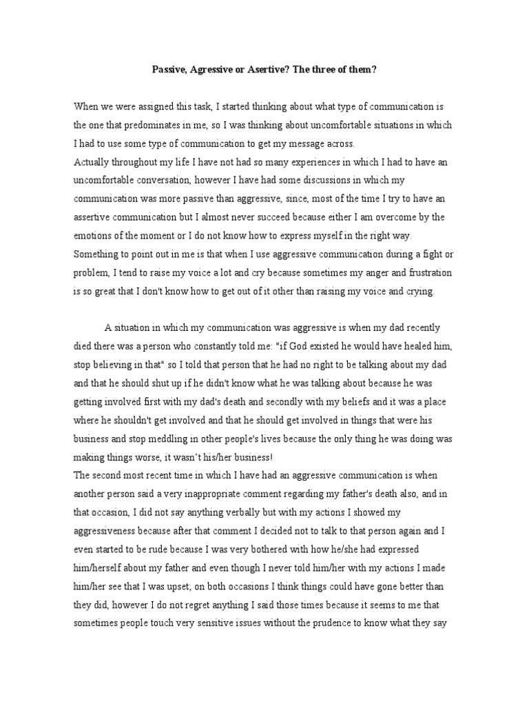 Passive, Agressive or Asertive? The Three of Them? | PDF | Aggression ...