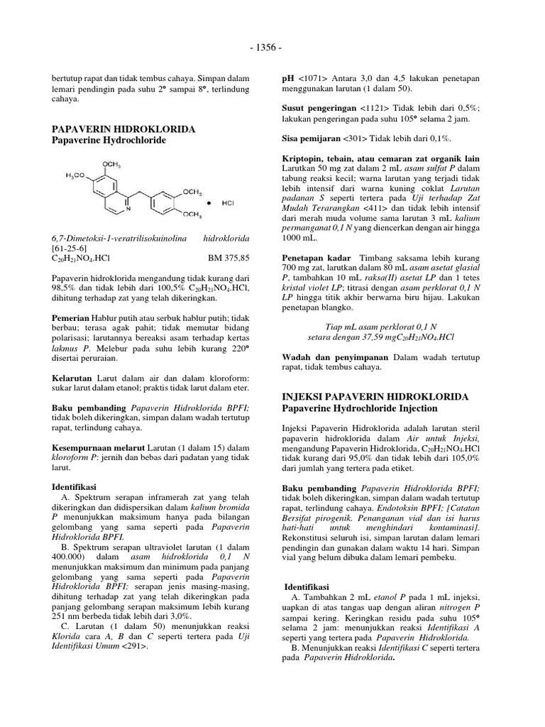 Pemerian Papaverin HCL PDF | PDF