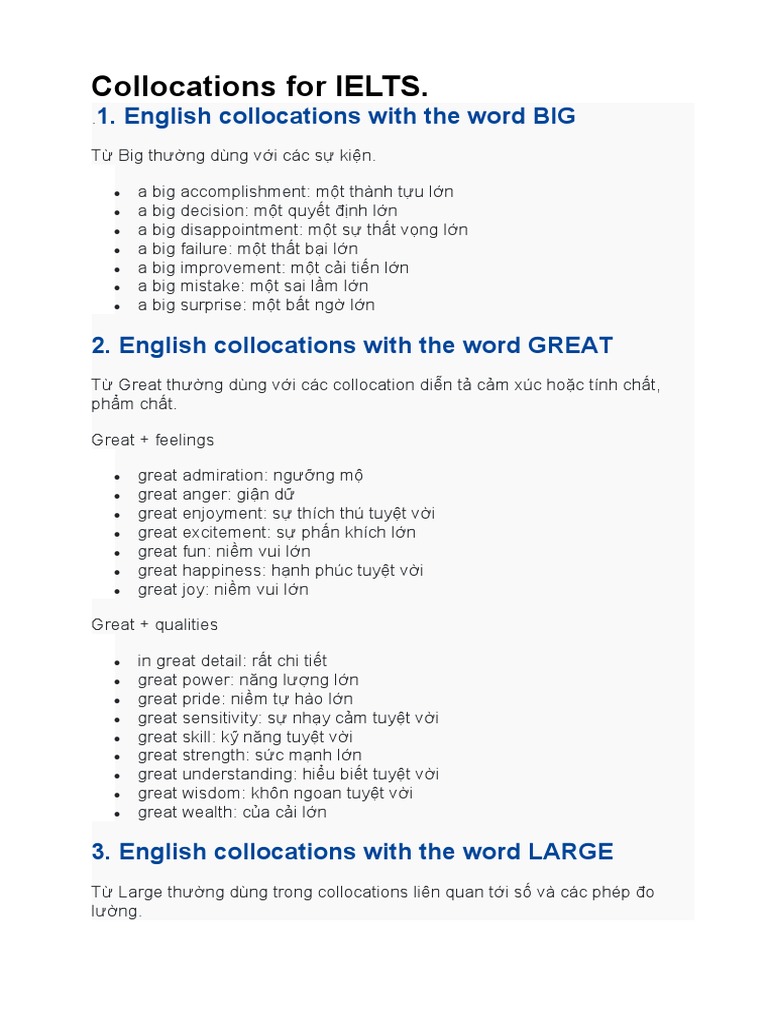 Collocations For IELTS | PDF