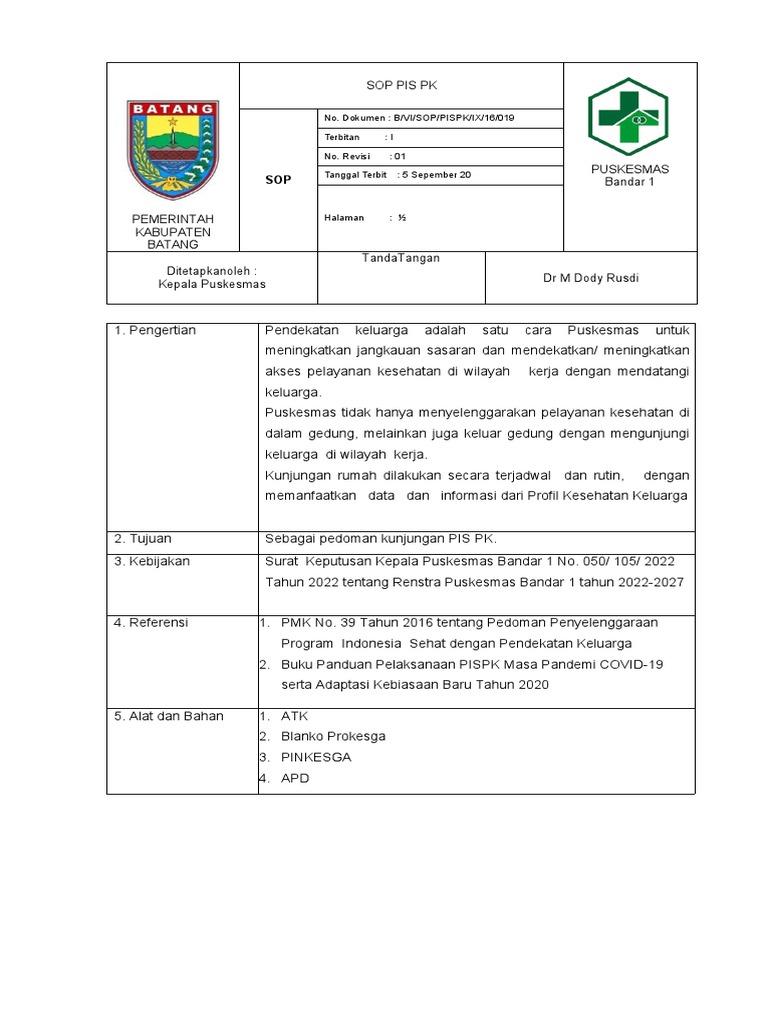 Sop Pis PK 2022 1 | PDF