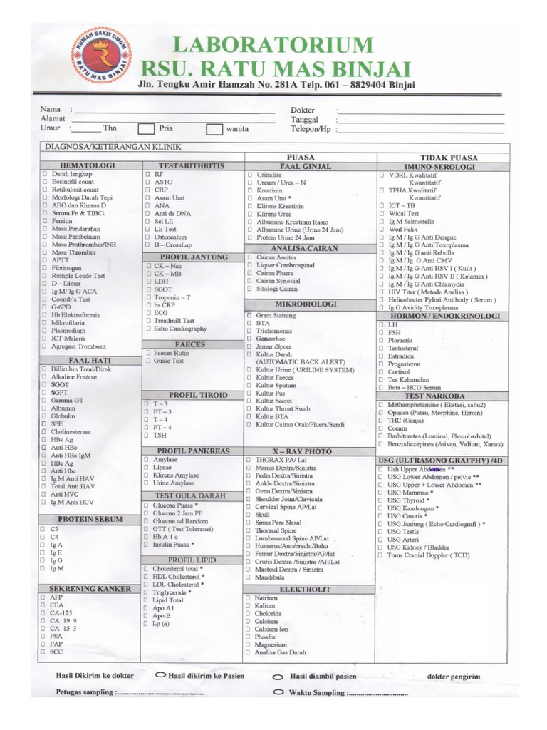 Formulir Laboratorium | PDF