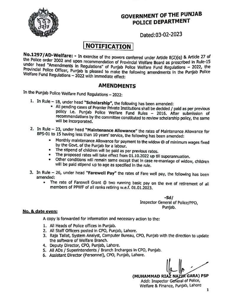 Amendment in Welfare Rules 2023 Double Basic | PDF