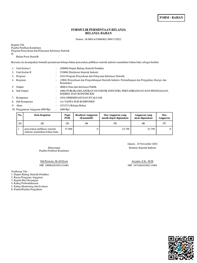 Form Cetak - Publikasi Bahan Baku | PDF