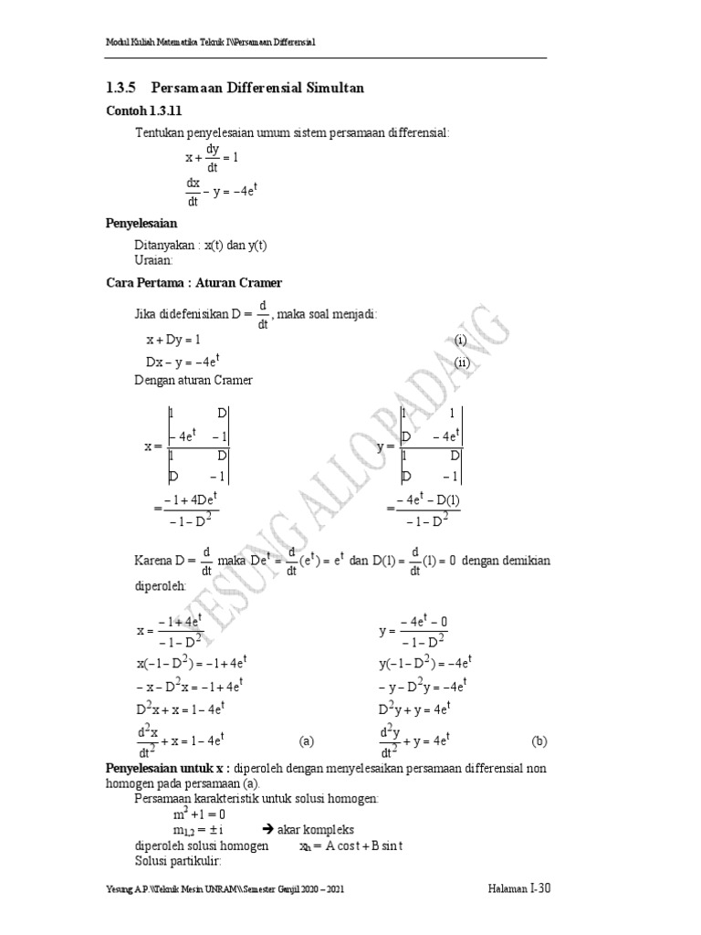 Persamaan Diferensial Simultan | PDF