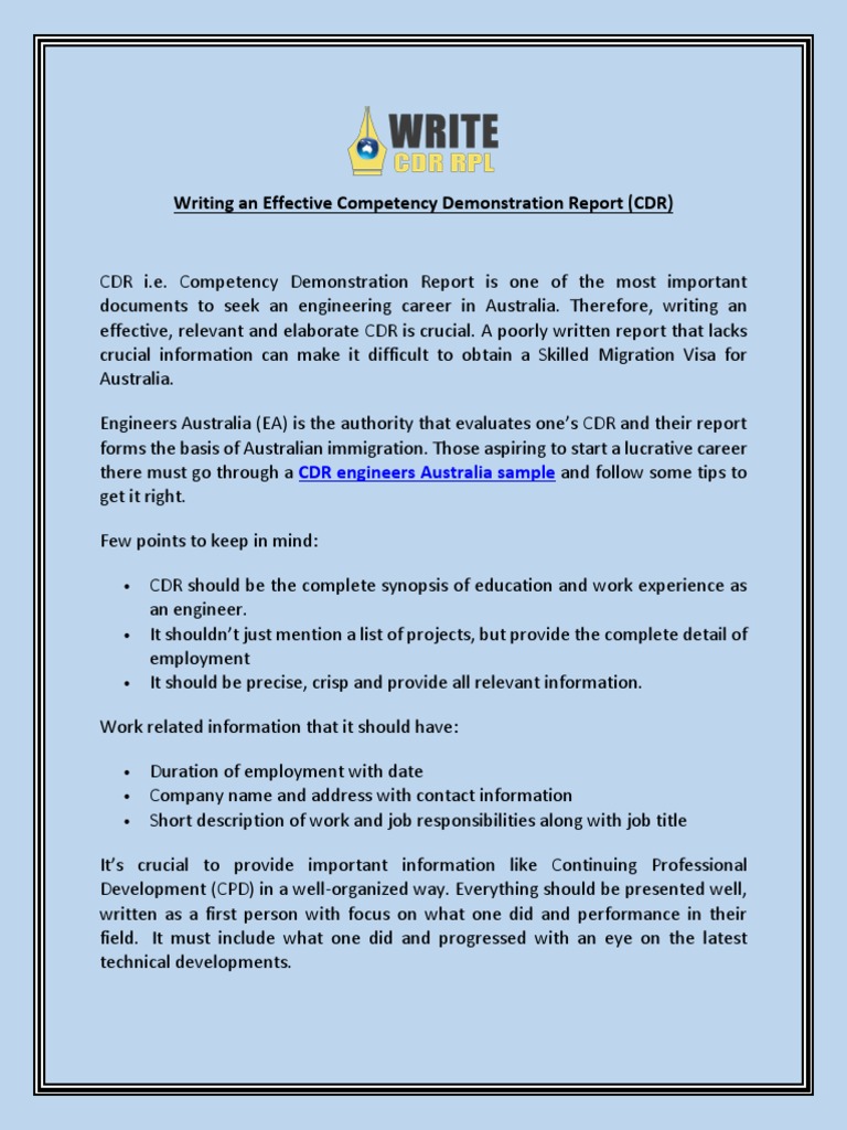 Writing An Effective Competency Demonstration Report (CDR) PDF | PDF ...