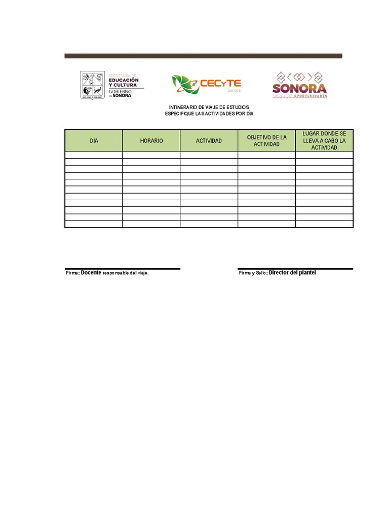 Formato Salida - Justif. Viaje de Estudios (2) 2 | PDF