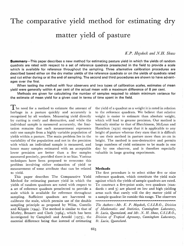Haydock 1975 | PDF | Bias Of An Estimator | Errors And Residuals