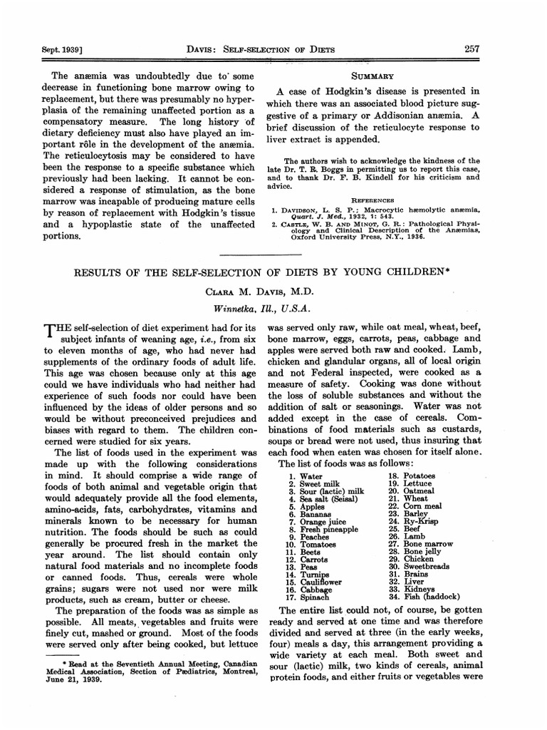 Estudio Clara Davis | PDF | Foods | Diet (Nutrition)