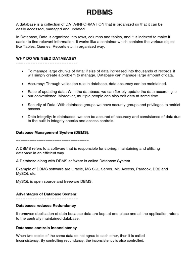 2 Ip 12 Notes RDBMS 2022 PDF | PDF | Relational Database | Databases 2 Ip 12 Notes RDBMS 2022 PDF | PDF | Relational Database | Databases