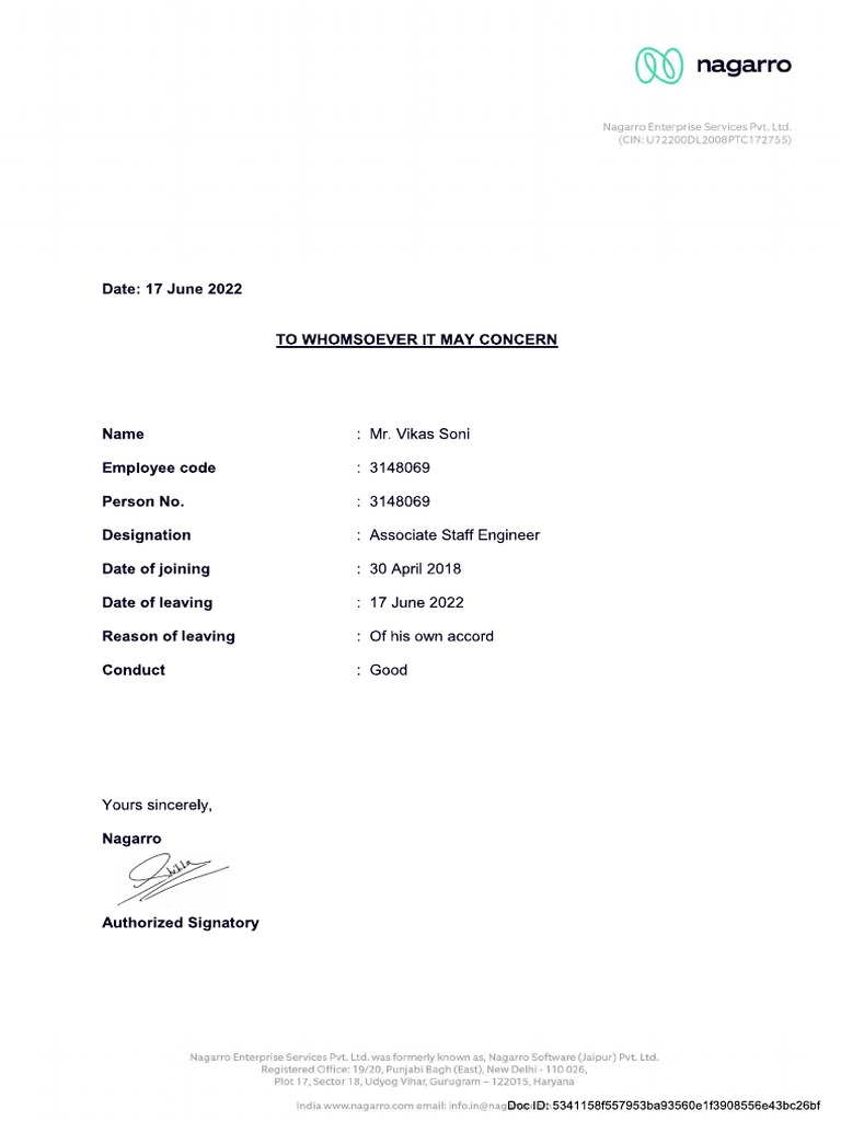 Experience Letter | PDF