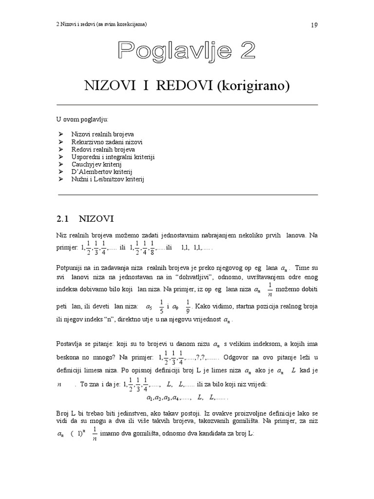 C2 Nizovi Redovi | PDF