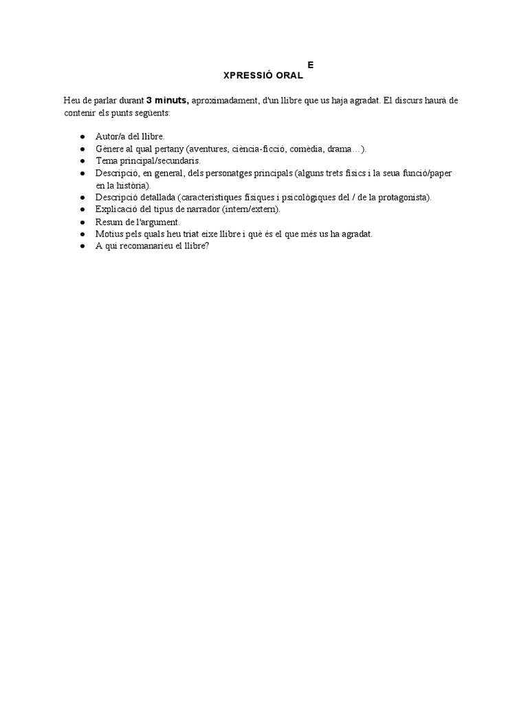 Guió Expressió Oral | PDF