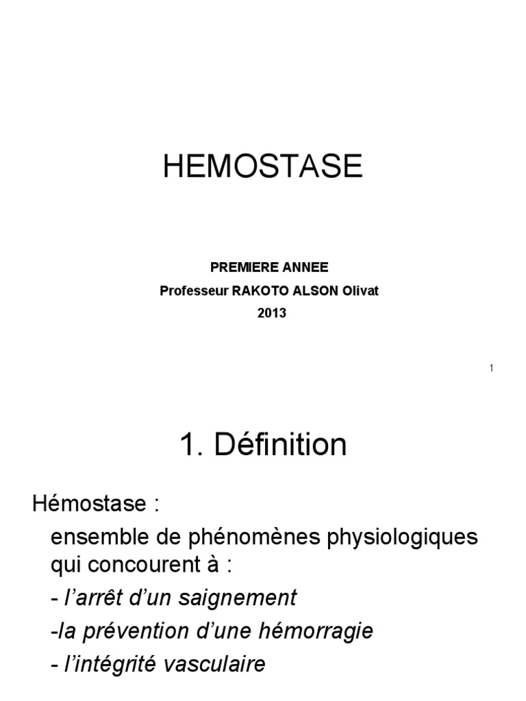 HEMOSTASE | PDF | Coagulation | Hémostasie