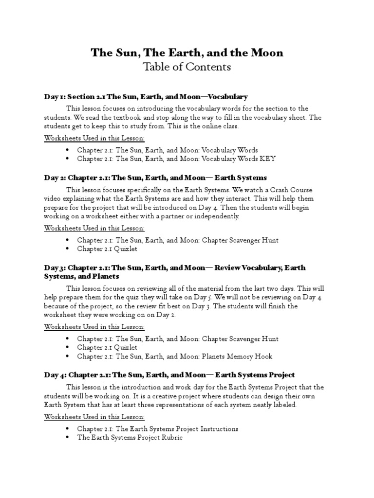 Sun, Earth, Moon: 6th Grade Lessons | PDF | Learning | Earth