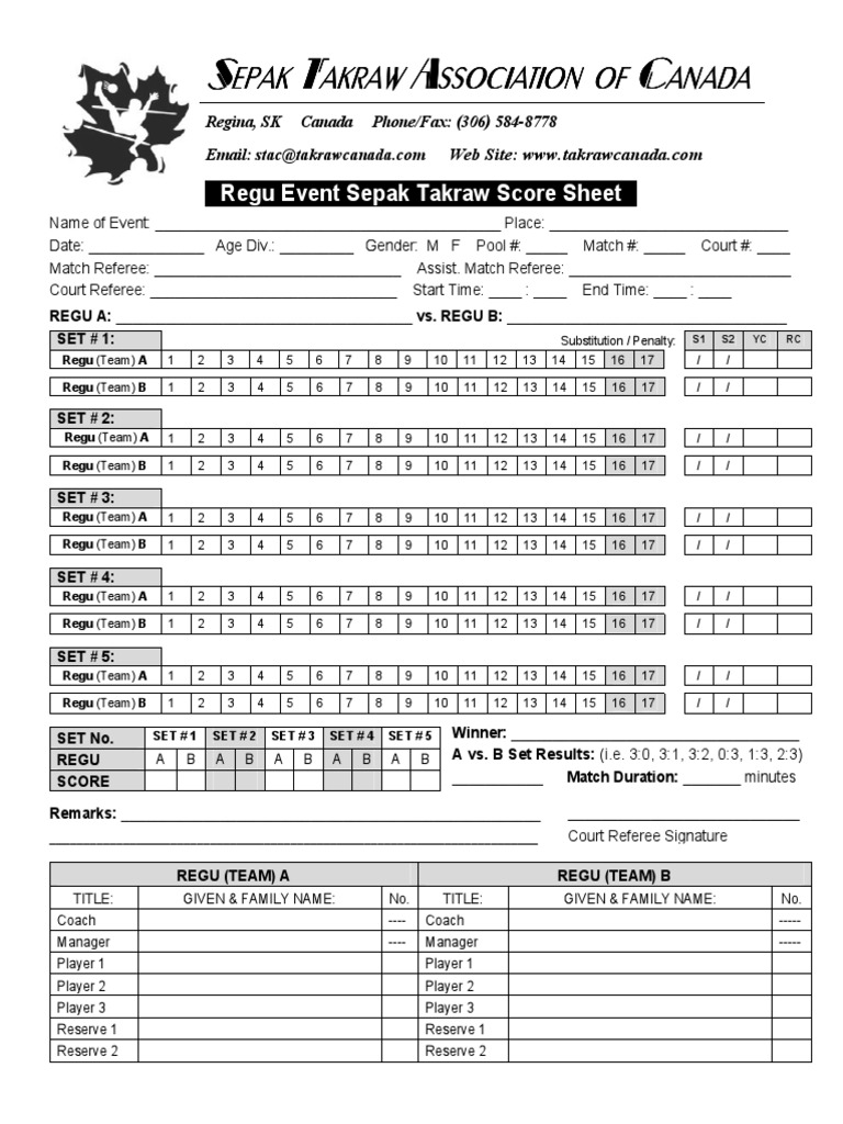 ScoreSheet Regu 2012 - 0 | PDF | Traditional Sports | Malaysia
