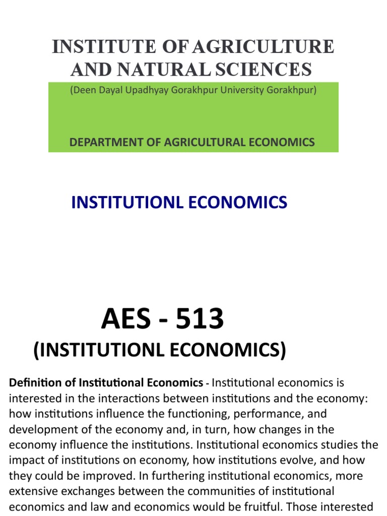 Institutional Economics: Definitions, Types of Institutions and ...