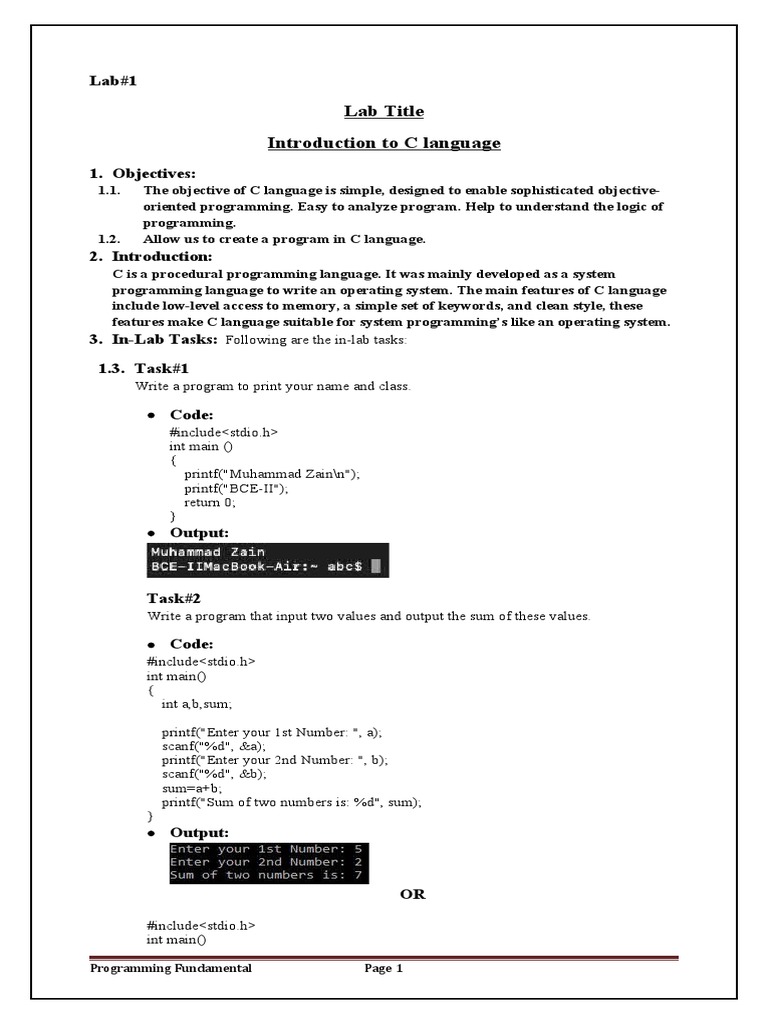Lab Report 1 Pdf C Programming Language Computer Programming 7284