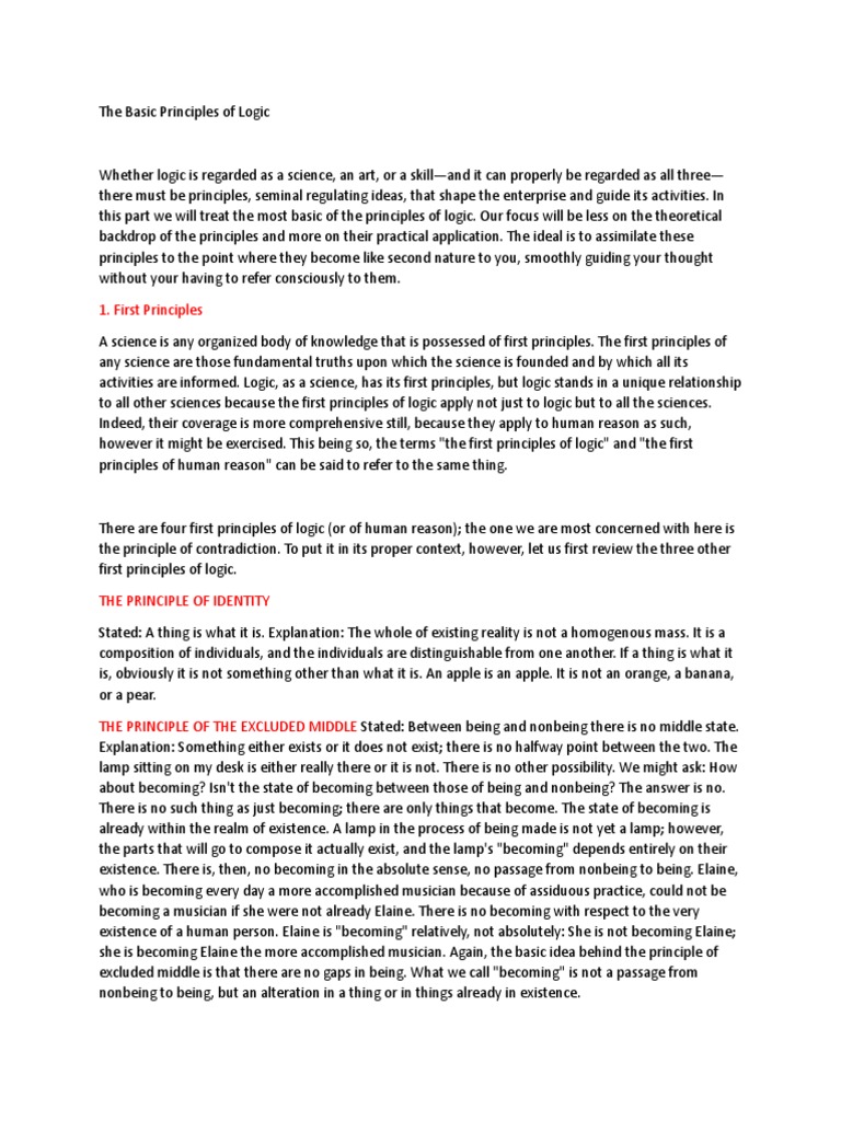 The Basic Principles of Logic | PDF | Contradiction | Logic