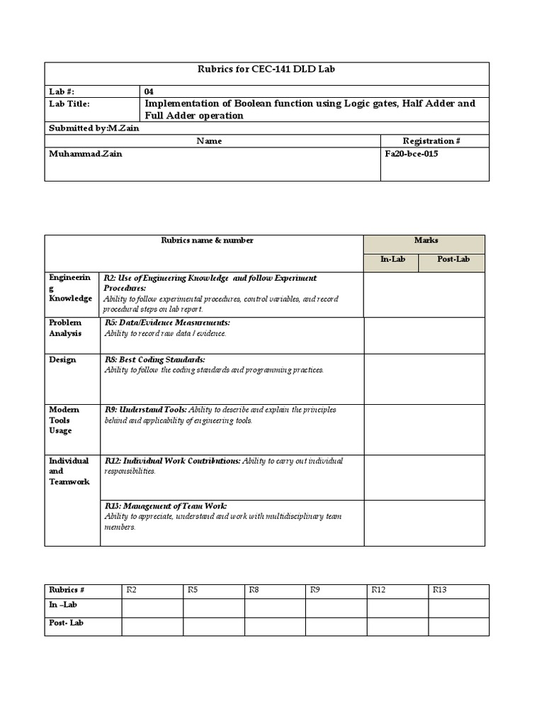 DLD Lab Report 4 | Download Free PDF | Mathematics | Arithmetic