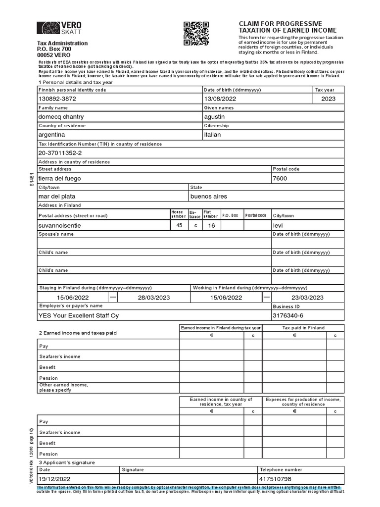 Finnish-Tax-Administration Form6148ev18 7.2.2020 | PDF | Taxes | Tax ...