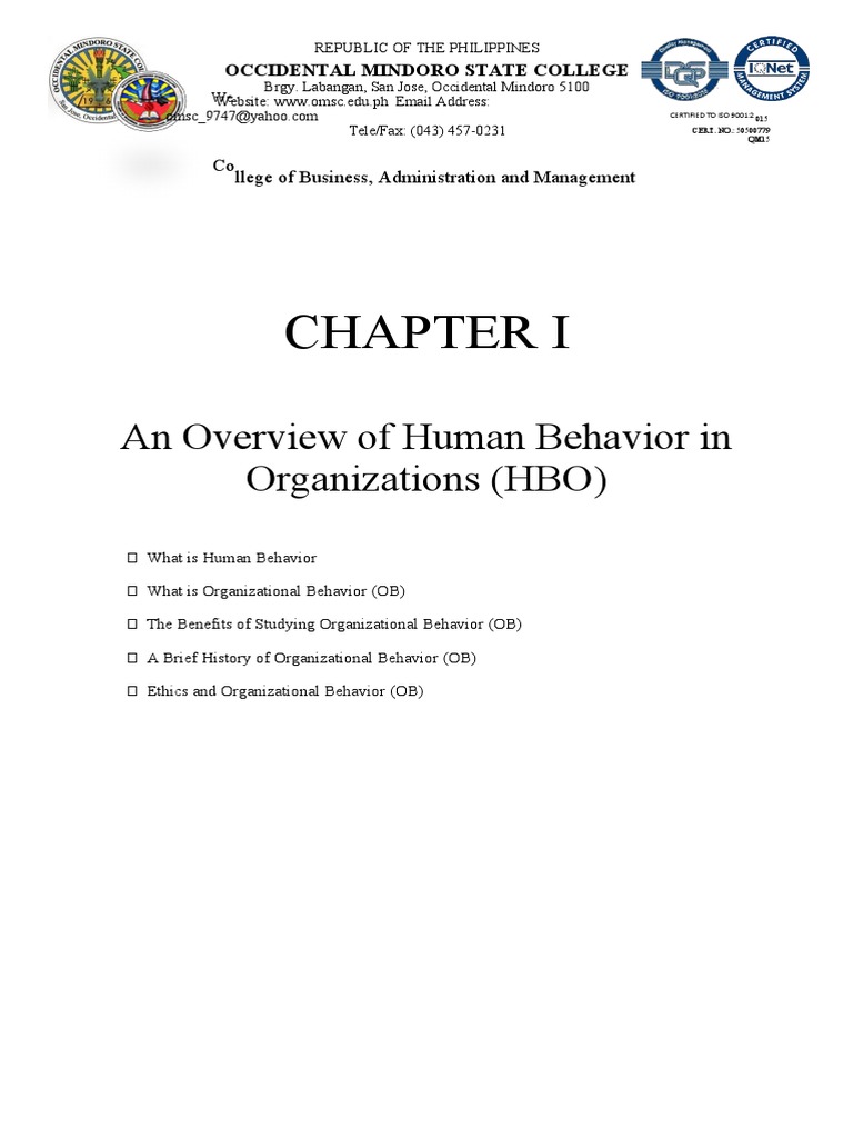 Lesson 1 Human Behavior in Organization | PDF | Morality | Motivation
