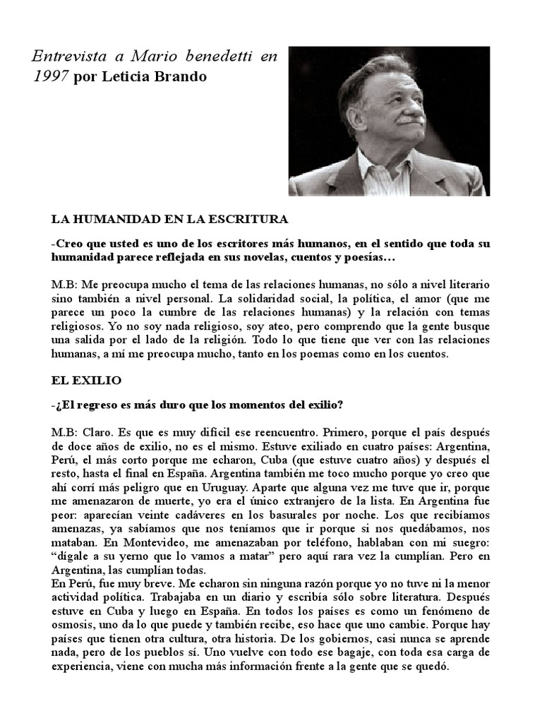 Mario Benedetti 2 Textos1 | PDF | Amor | Escritores