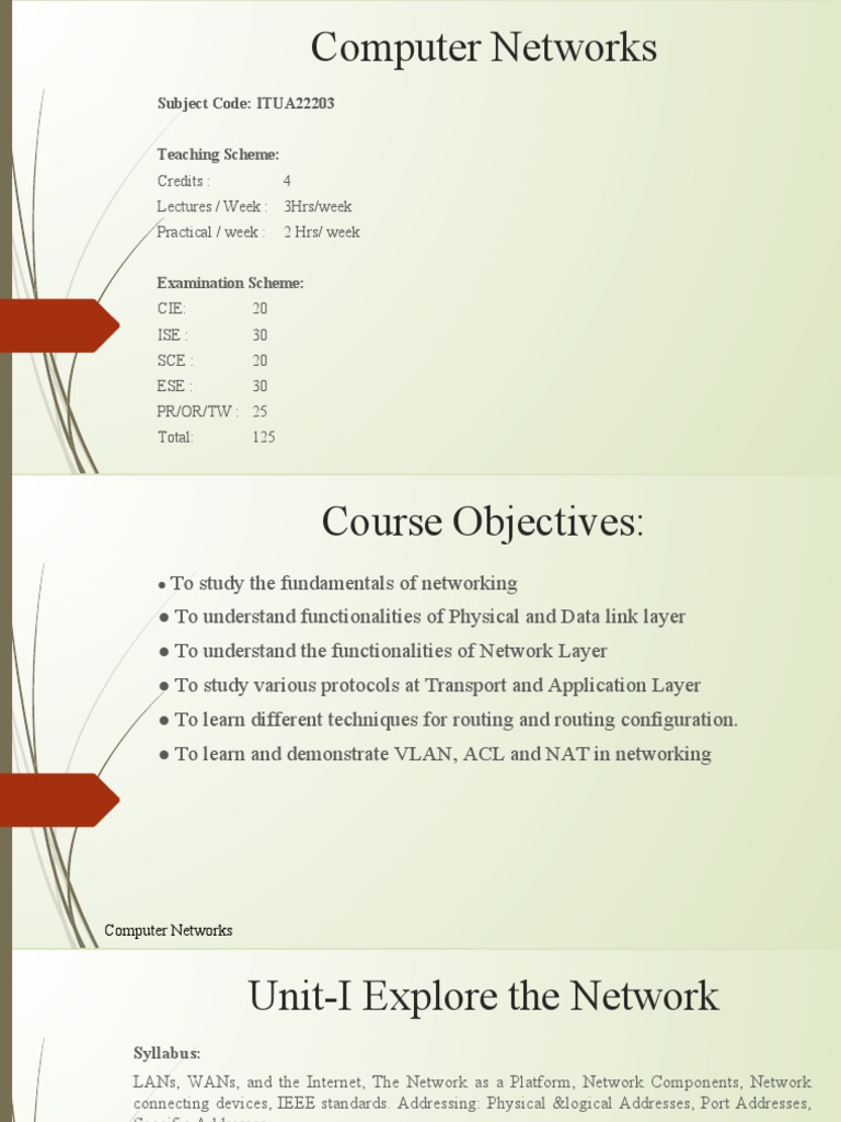 Computer Networks: Subject Code: ITUA22203 | PDF | Computer Network | Local Area Network