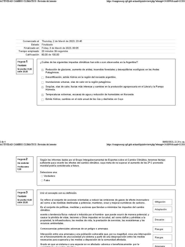 ACTIVIDAD CAMBIO CLIMÁTICO Revisión Del Intento PDF | Descargar gratis PDF | Gases de efecto ...