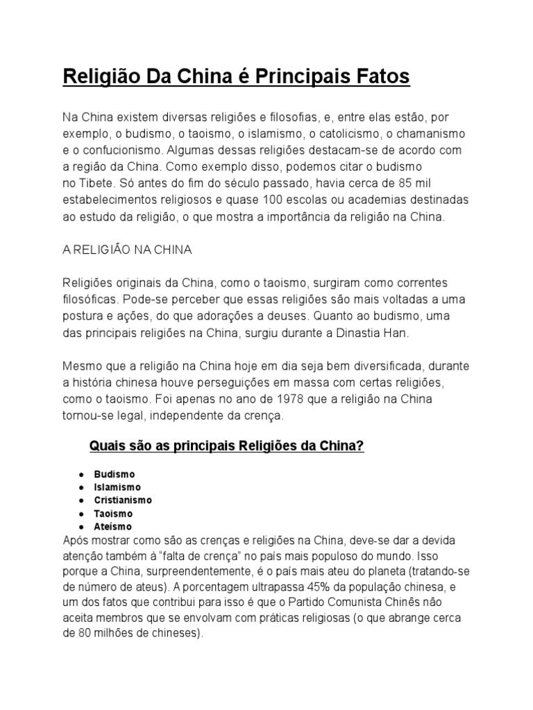 Religiões e Ateísmo na China | PDF