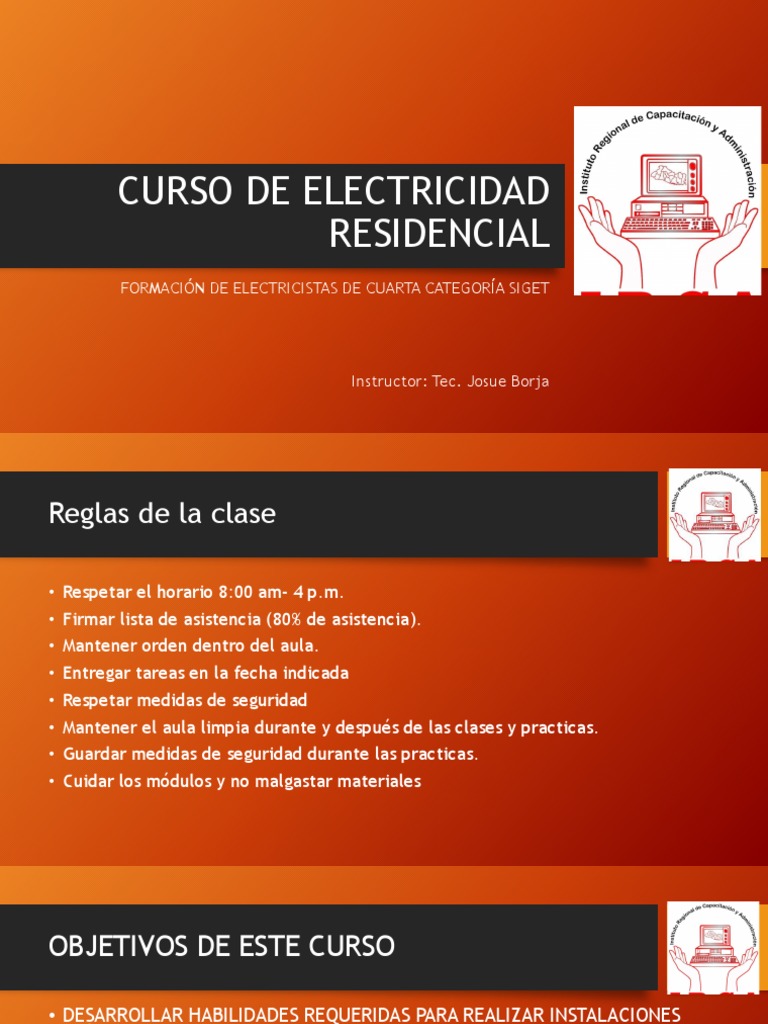 Curso de Electricidad Residencial 1 | PDF | Aislador (Electricidad) | Conductor electrico