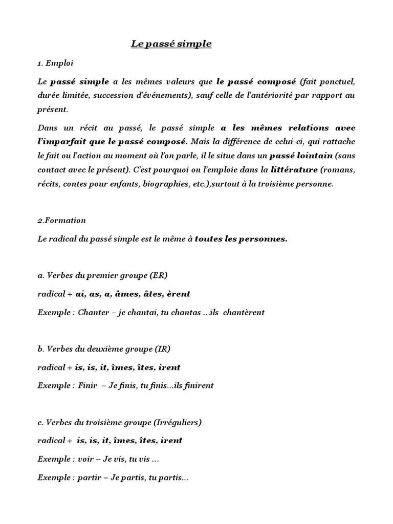 Passé Simple | PDF