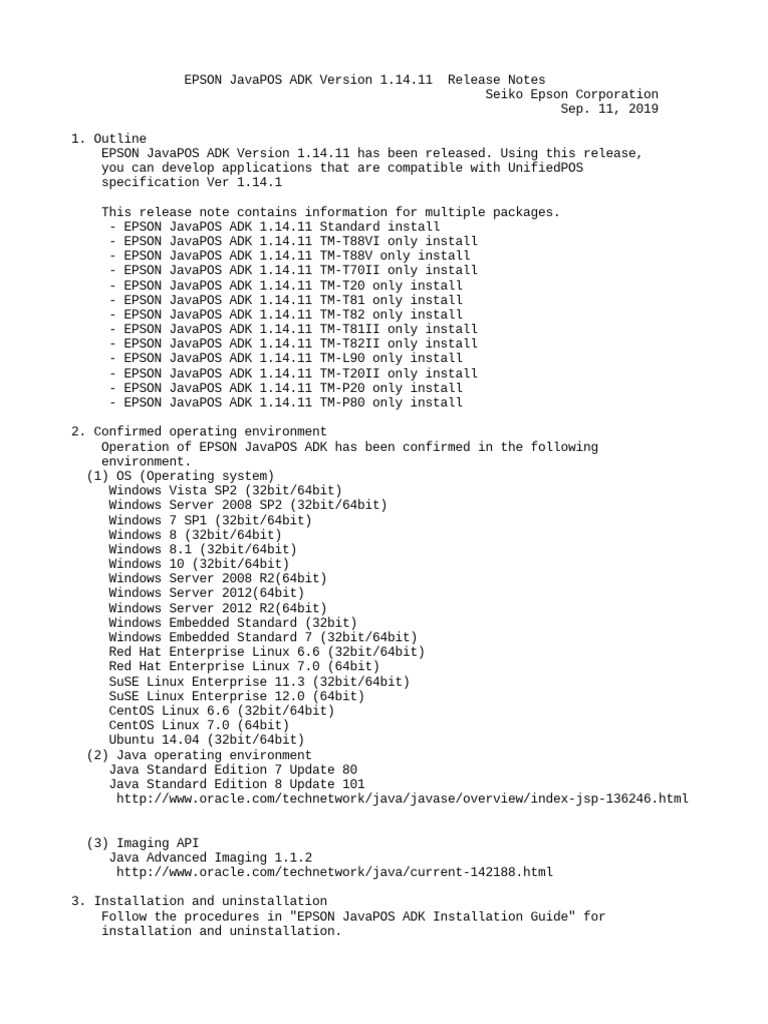 ReleaseNotes JavaPos | PDF | Installation (Computer Programs ...