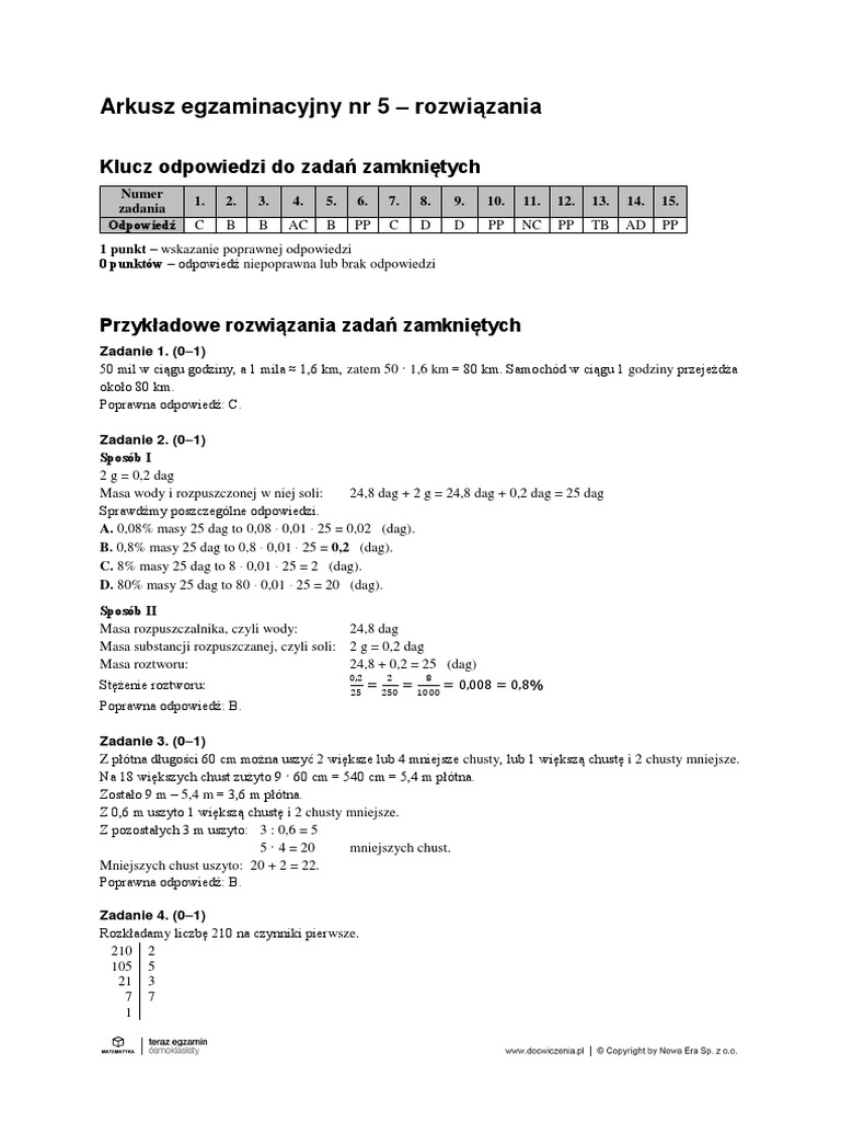 Arkusz 05 - Rozwiazania | PDF