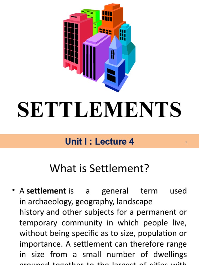 Lecture 4 Settlements | PDF | Village | Metropolitan Area