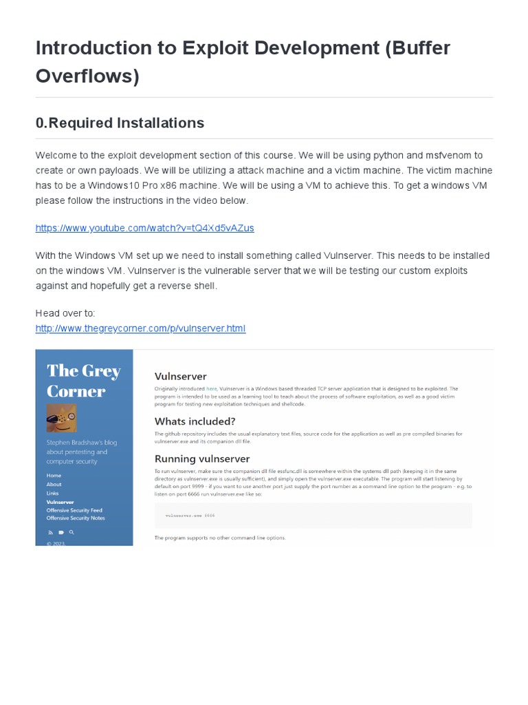 Introduction To Exploit Development (Buffer Overflows) PDF | PDF | Computer Programming ...