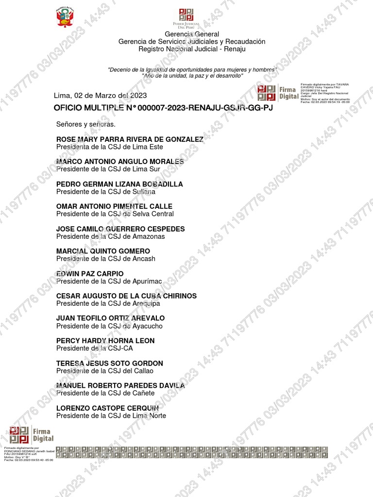 Oficio Multiple-000007-2023-Renaju-Gsjr-Gg | PDF