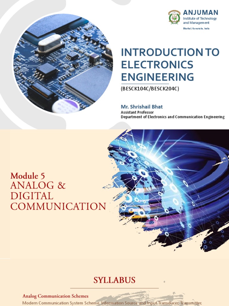 Introduction To Electronics and Communication (BESCK104C/BESCK204C) - Analog and Digital ...