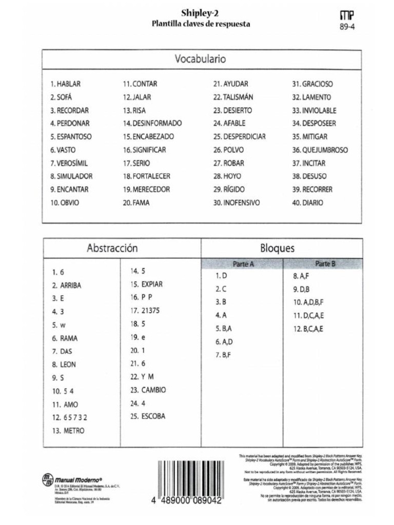 Respuestas SHIPLEY-2 PDF | PDF